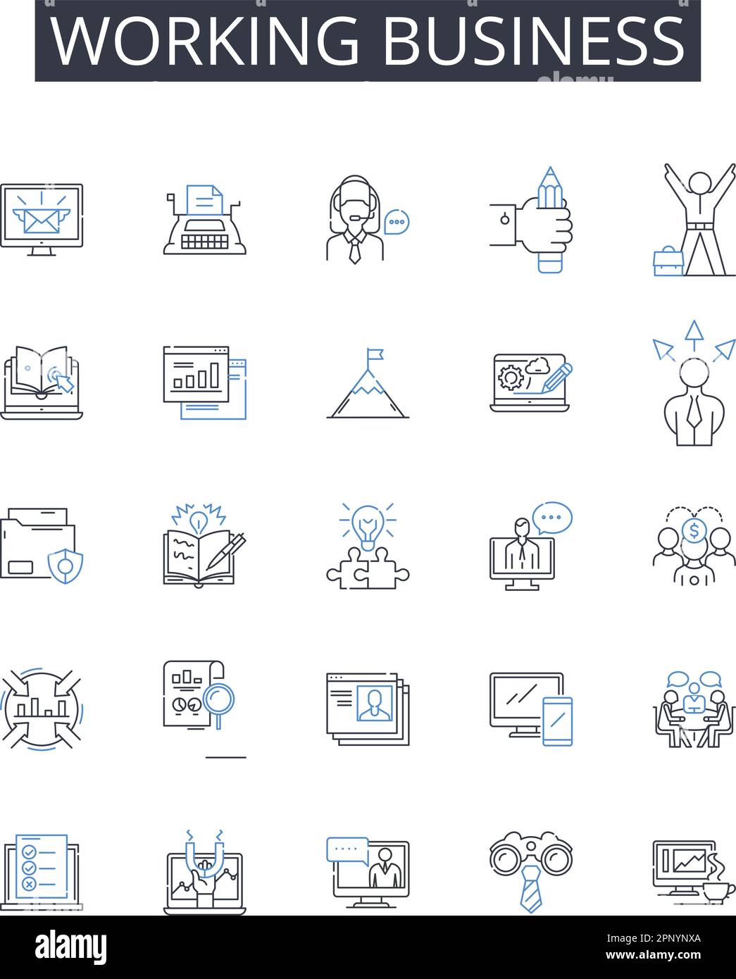 Working Business Line Icons Collection Move Transfer Relocate