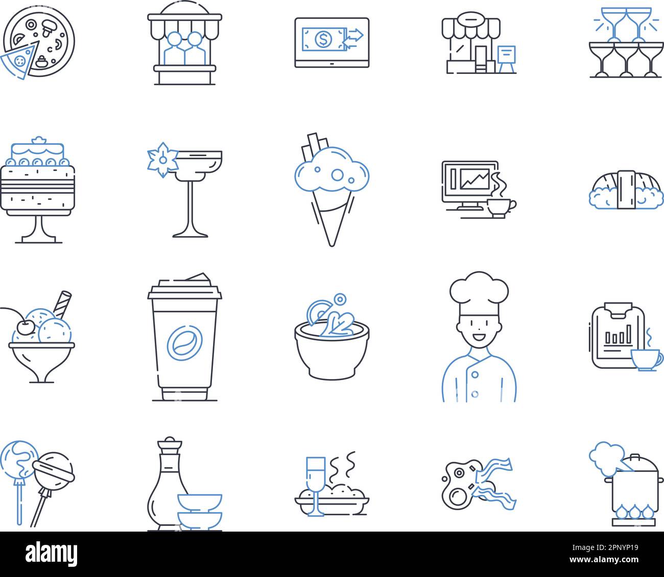 Kitchen direction line icons collection. Sizzle, Cookware, Appliance ...