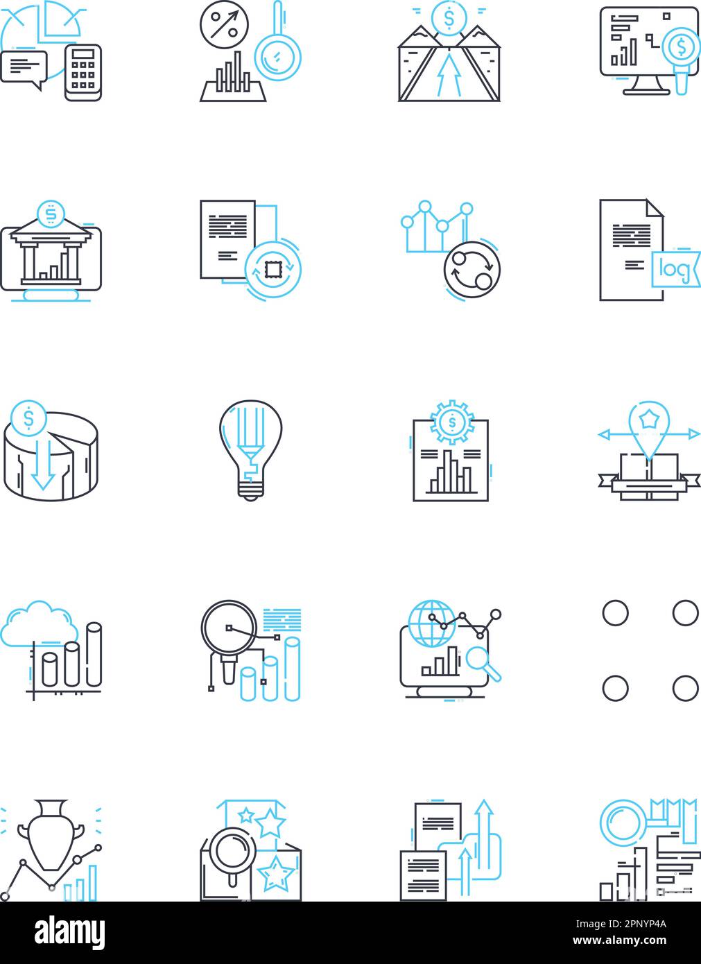 Revenue stream linear icons set. Profit, Income, Sales, Revenue ...