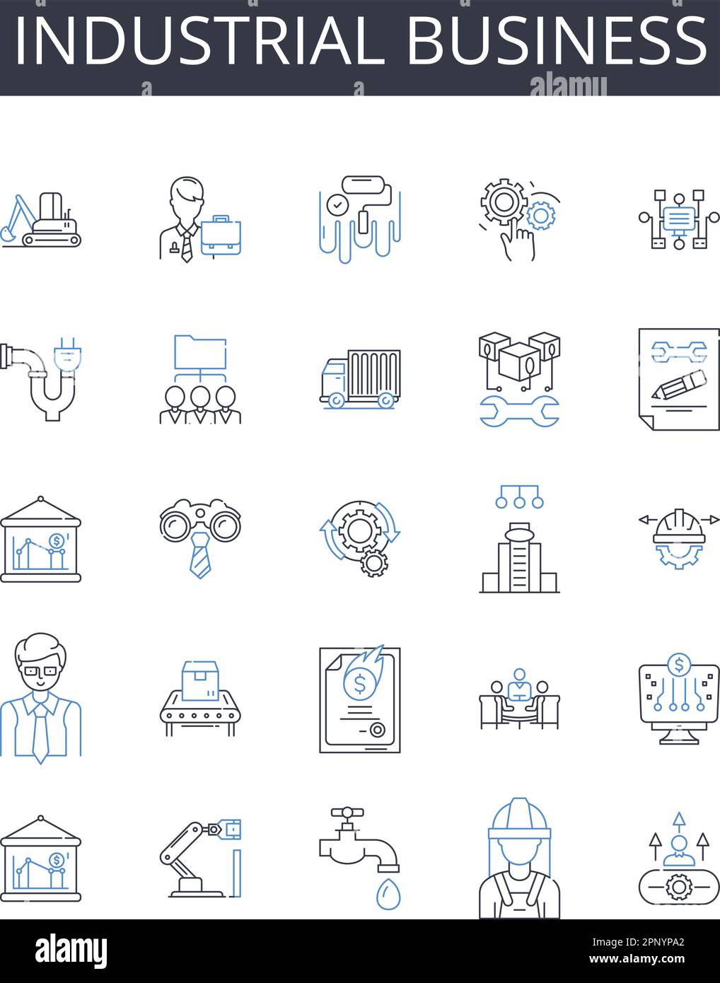 Industrial business line icons collection. Innovation, Partnership ...