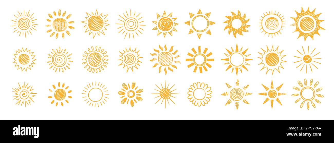 Sun hand drawn set Stock Vector Image & Art - Alamy
