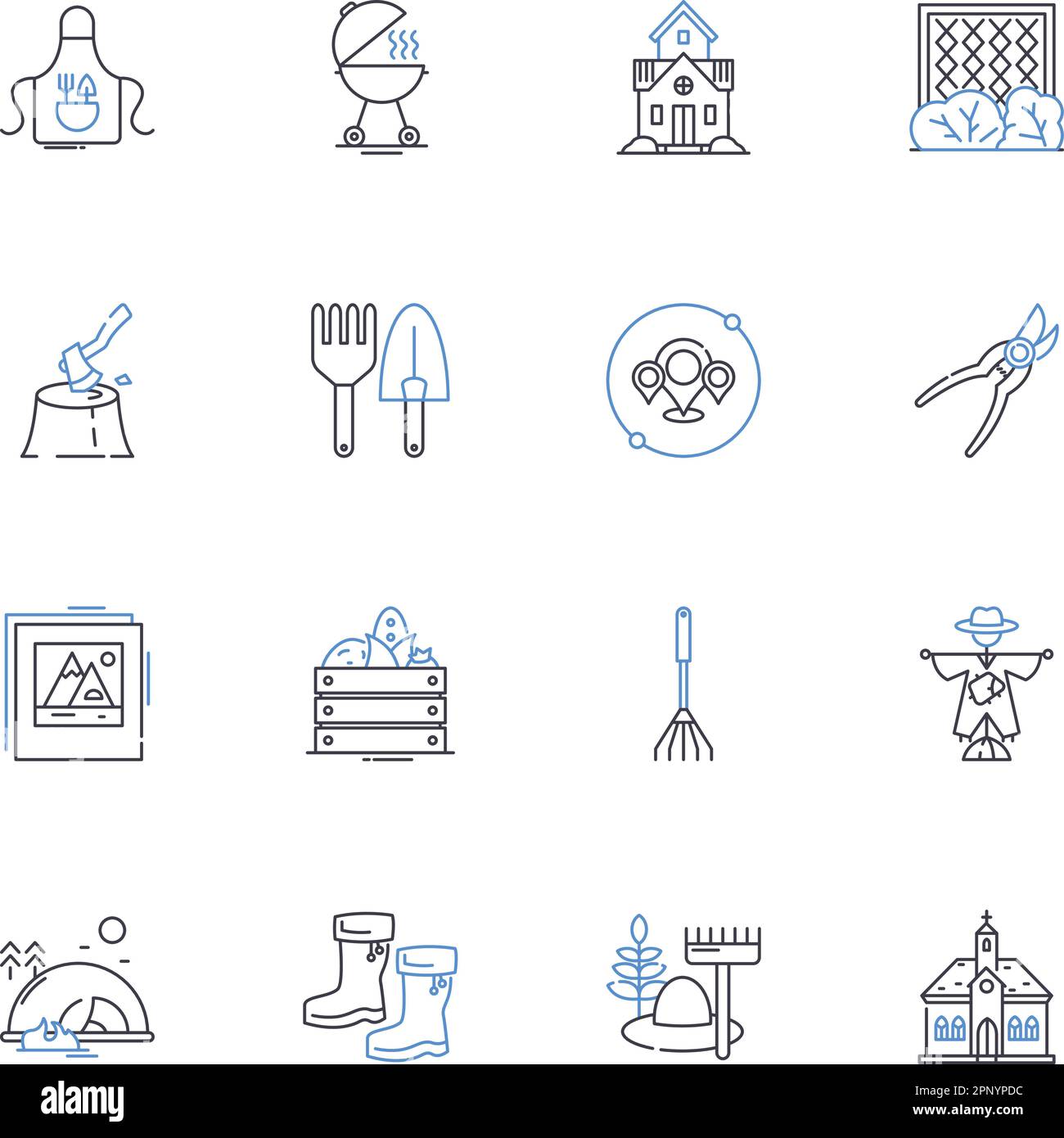 Provincial town line icons collection. Historic, Charming, Picturesque ...