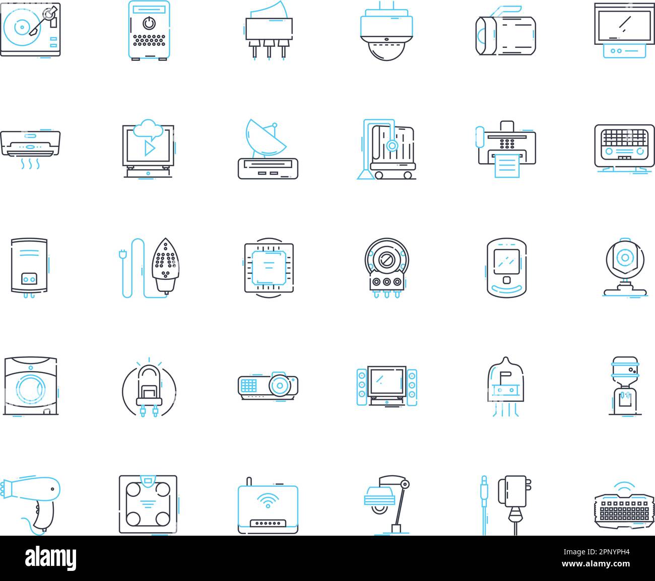 Wireless Communication Linear Icons Set Bluetooth Wi Fi Cellular