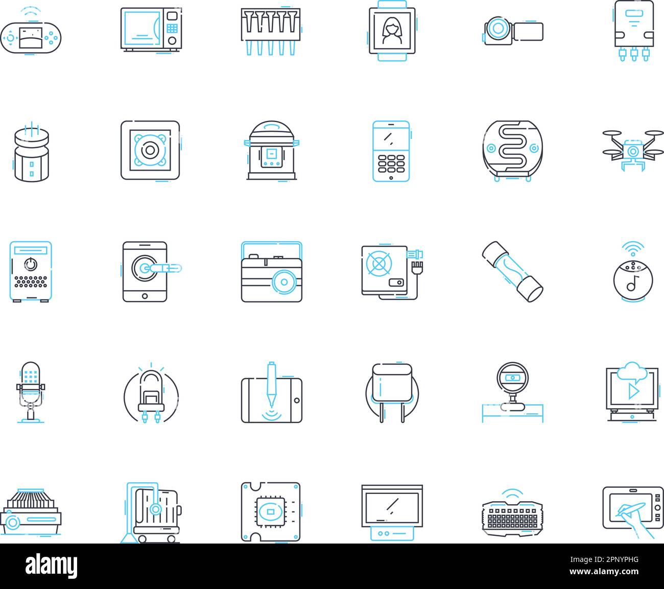 Devices technology linear icons set. Smartph, Laptop, Tablet ...