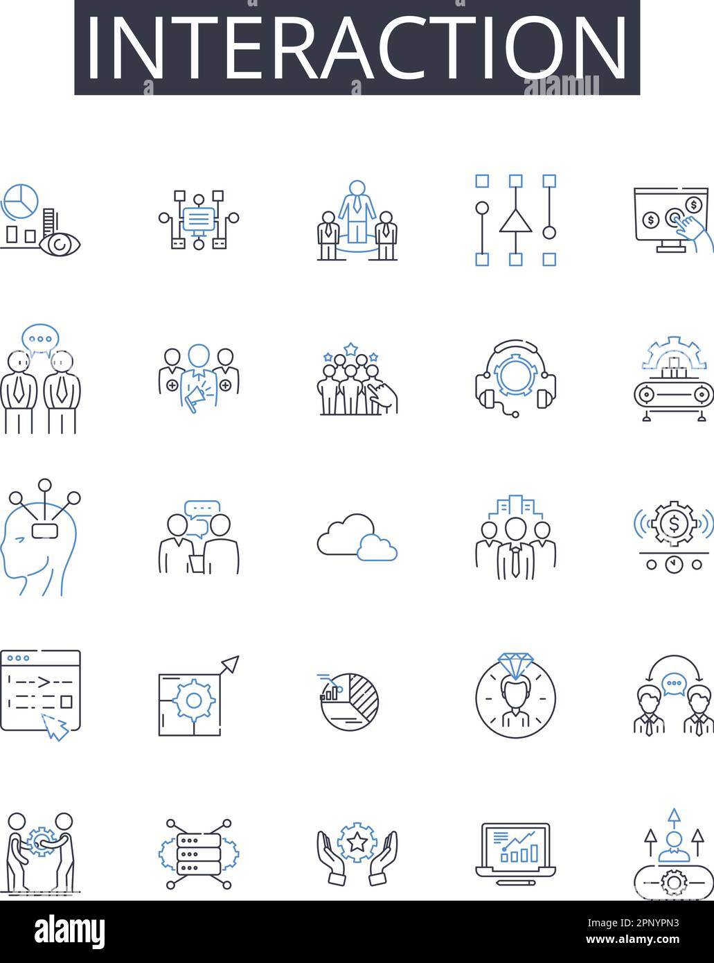 Interaction Line Icons Collection Communication Collaboration Connection Engagement