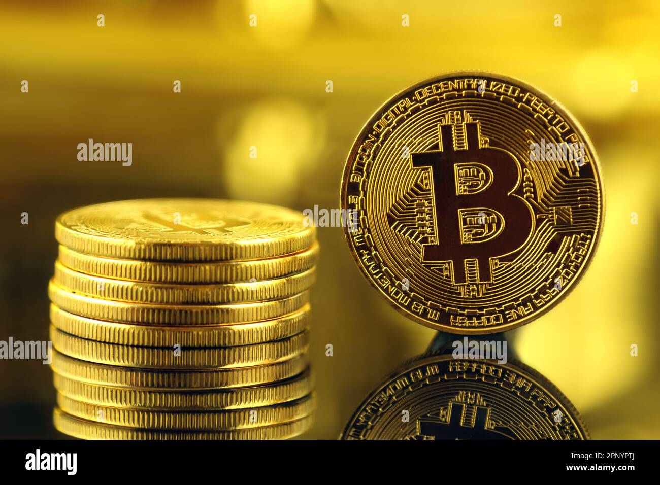Physical version of Bitcoin, new virtual money. Conceptual image for ...