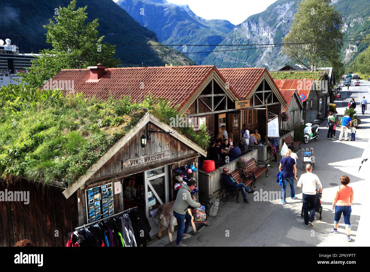 View of Geiranger town, Geirangerfjord, UNESCO World Heritage Site ...