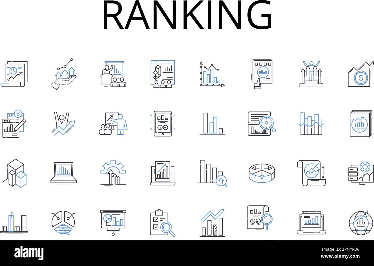 Ranking Line Icons Collection Evaluation Grading Scoring Rating Classifying Ordering