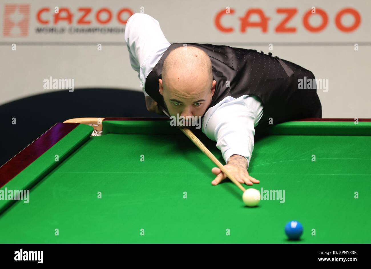 Luca Brecel during day seven of the Cazoo World Snooker Championship at ...