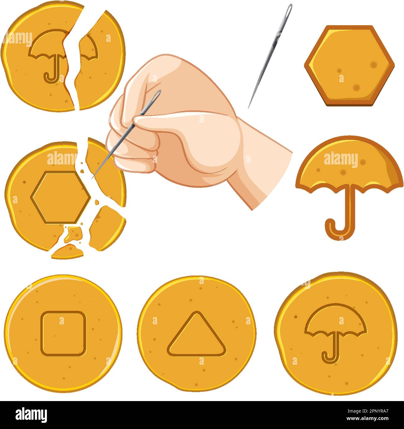 Dalgona or Honeycomb Game Element Set illustration Stock Vector Image ...