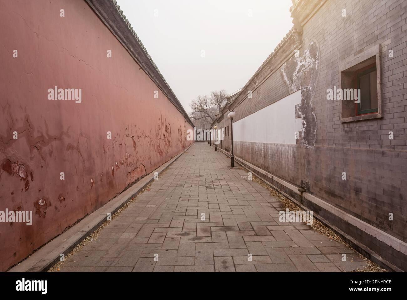 Long narrow street in the historical city center. Beijing. China Stock ...