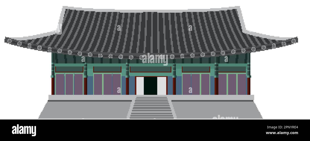 Ancient traditional Korean building illustration Stock Vector Image ...