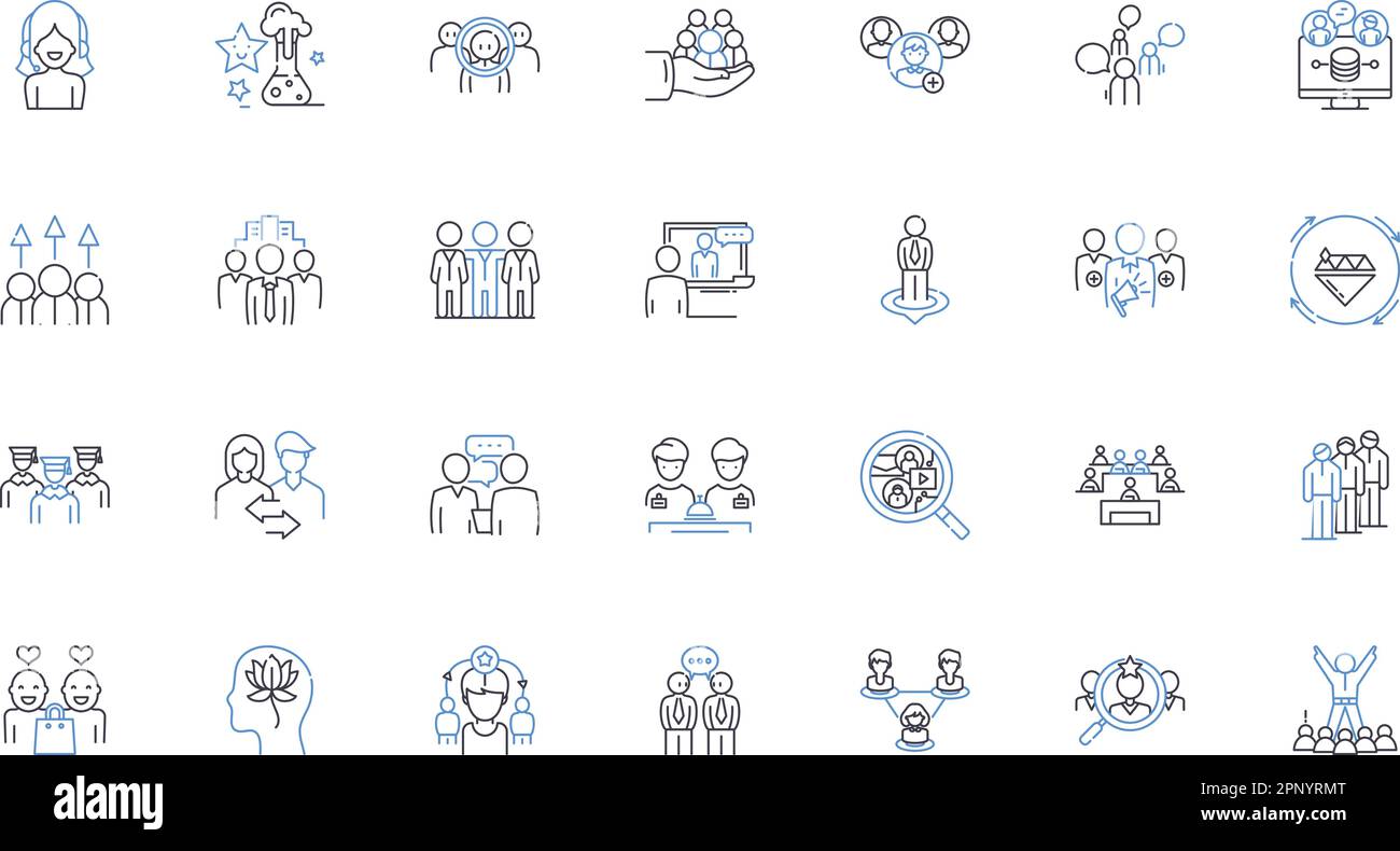 Hiring process line icons collection. Recruitment, Interviewing ...
