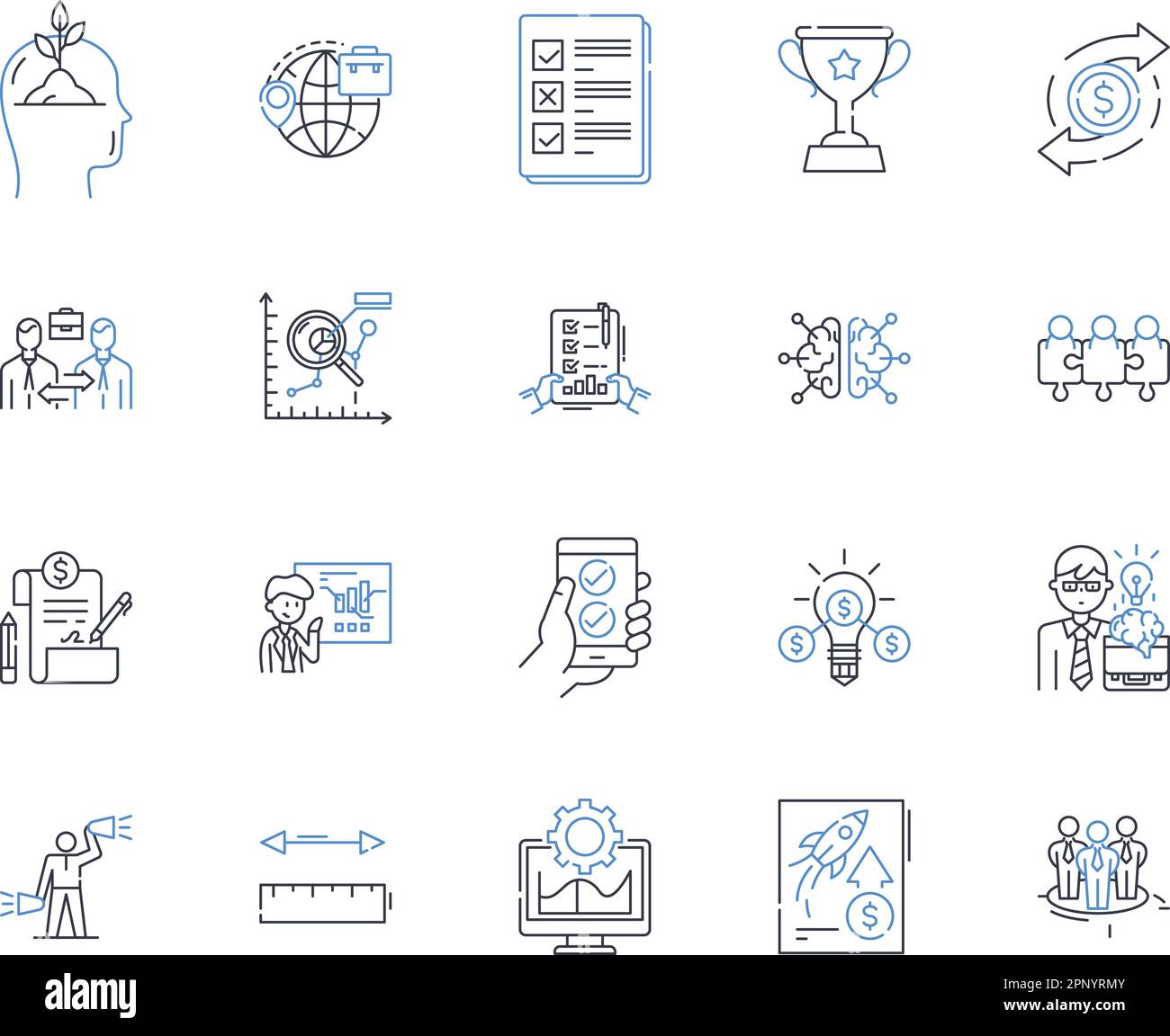 Corporation enlargement line icons collection. Expanding , Growth ...