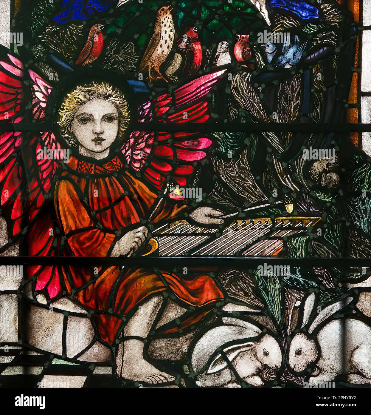 A young Angel playing a zxylophone, by Veronica Whall (1926), Whalley ...