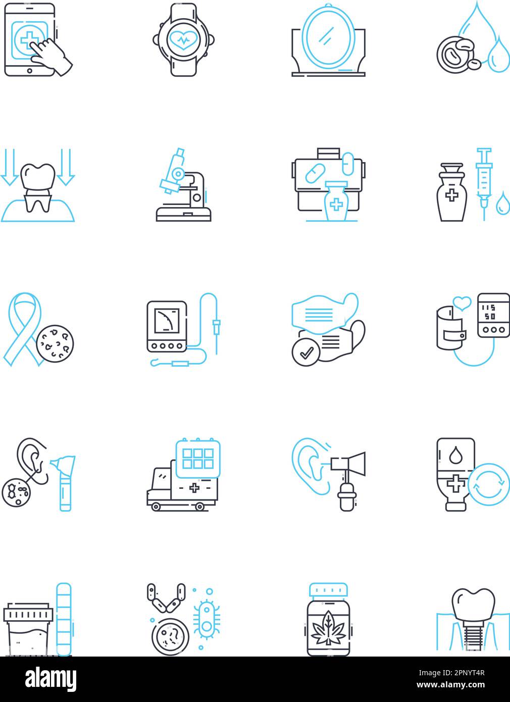 General practice linear icons set. Patient, Doctor, Diagnosis ...