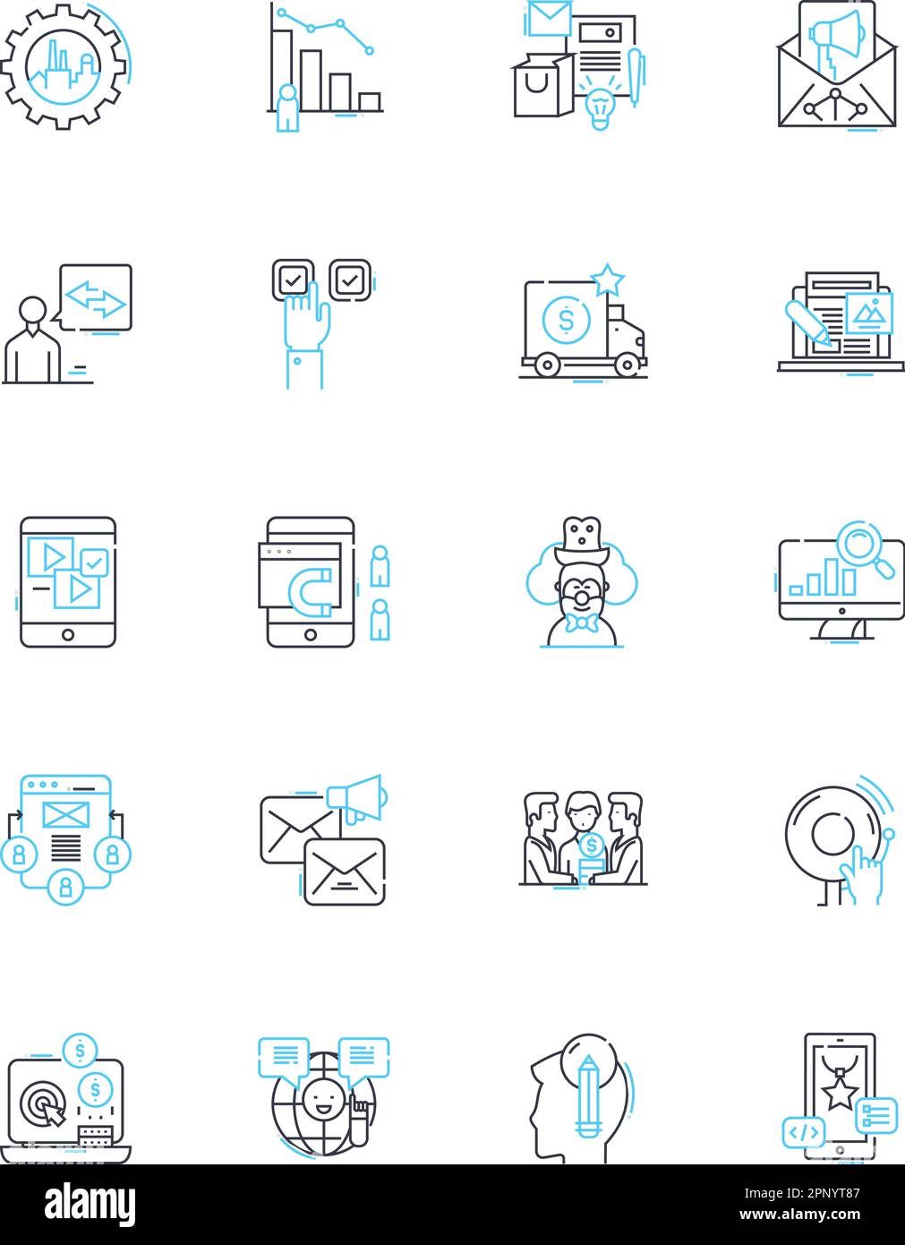 Marketing expansion linear icons set. Growth, Outreach, Expansion ...
