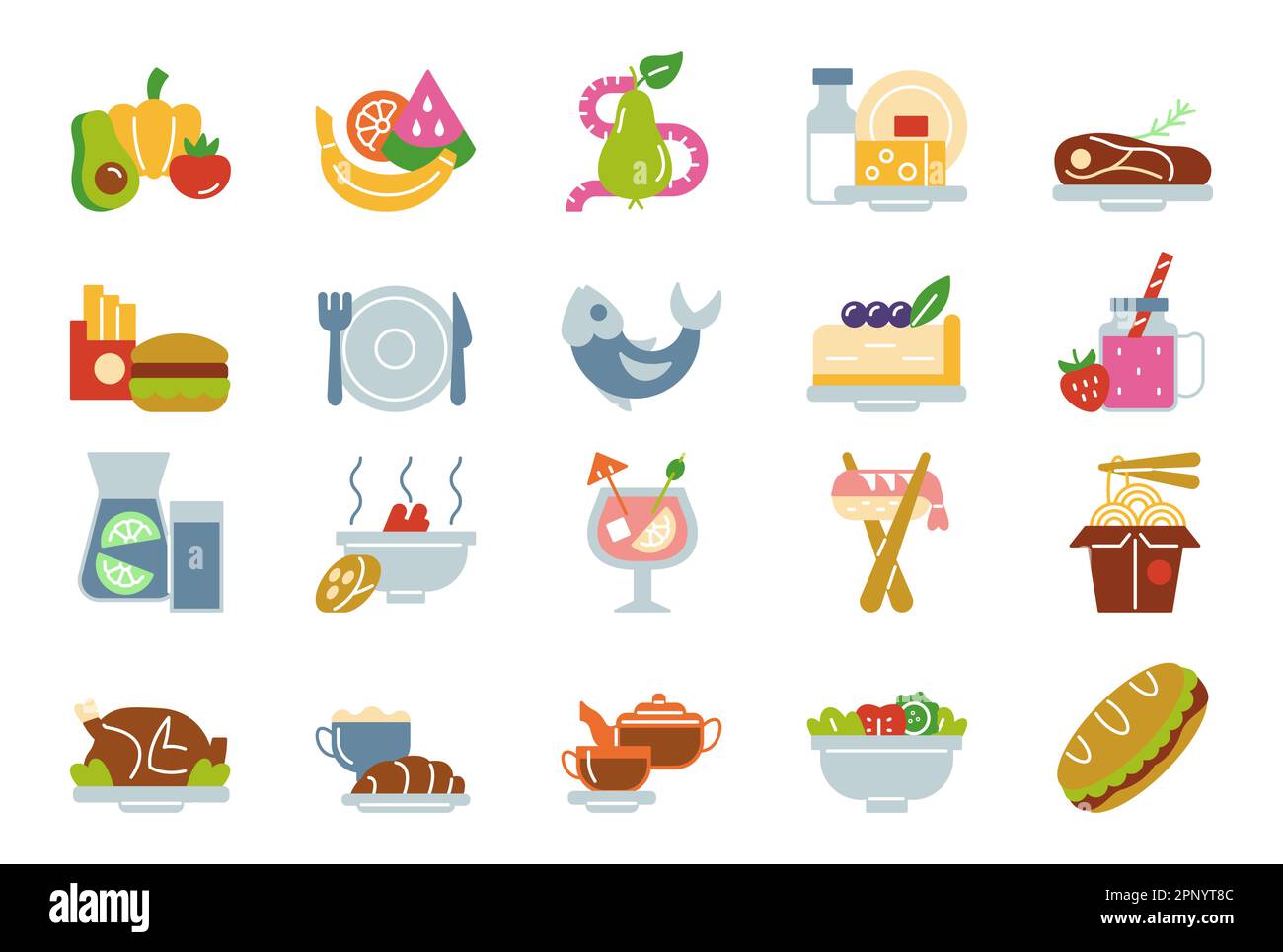 Colored food stickers Stock Vector Image & Art - Alamy