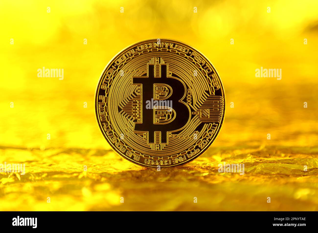 Physical version of Bitcoin, new virtual money. Conceptual image for ...