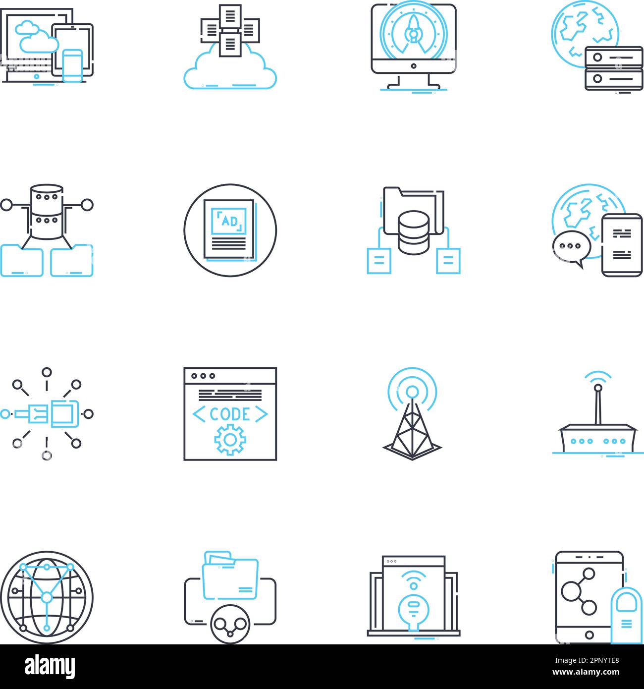 Circuit linear icons set. Electronics, Compnts, Current, Resistance ... Circuit linear icons set. Electronics, Compnts, Current, Resistance ...