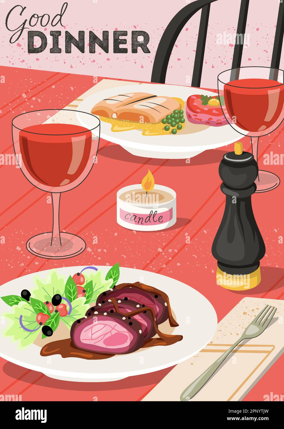Romantic candlelight dinner poster Stock Vector Image & Art - Alamy