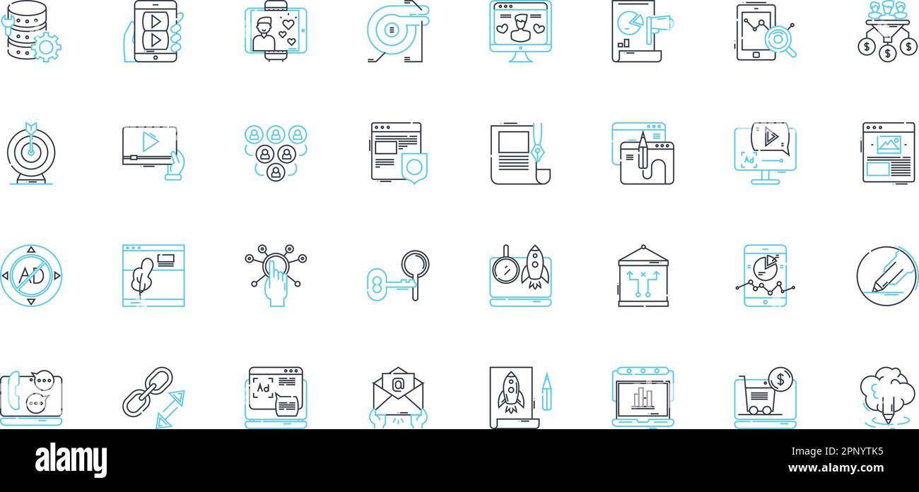 Digital Strategy Linear Icons Set Optimization Analytics Innovation