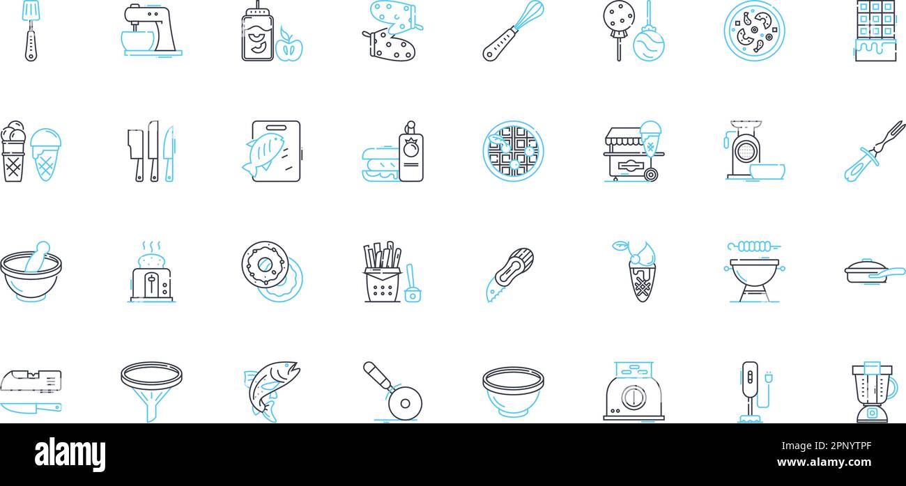 Family cooking linear icons set. Home-cooked, Comforting, Nourishing ...