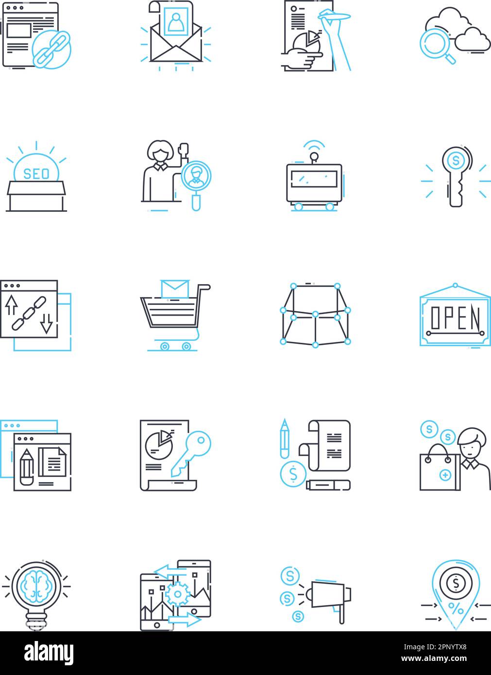 Marketing Concept Linear Icons Set Branding Advertising Sales Promotion Market Research