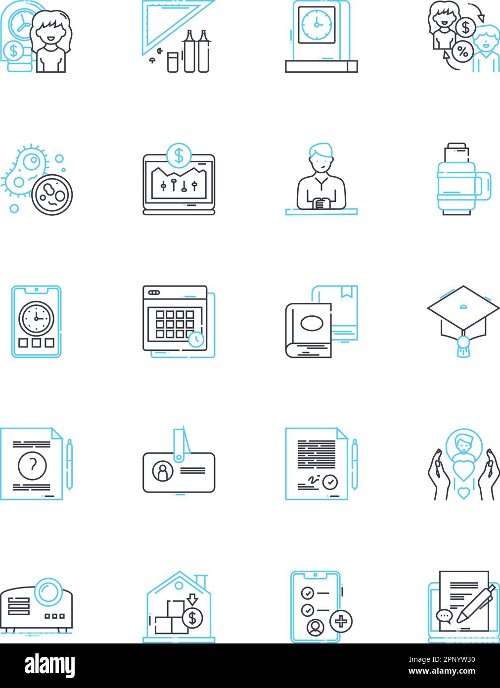 Workplace linear icons set. Office, Cubicle, Colleagues, Collaboration ...