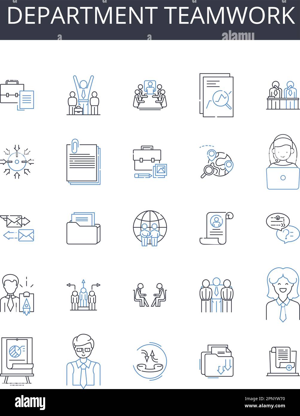 Department Teamwork Line Icons Collection Connection Trust Unity