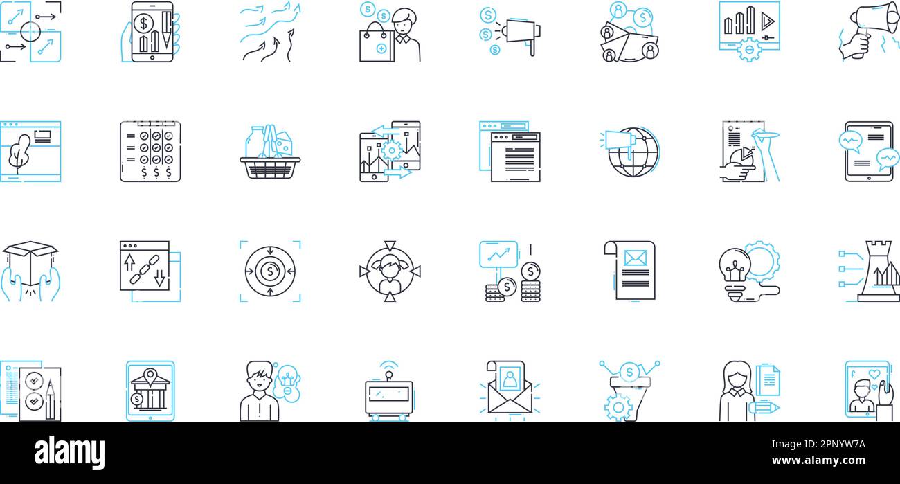 Publicity company linear icons set. Promote, Visibility, Exposure ...