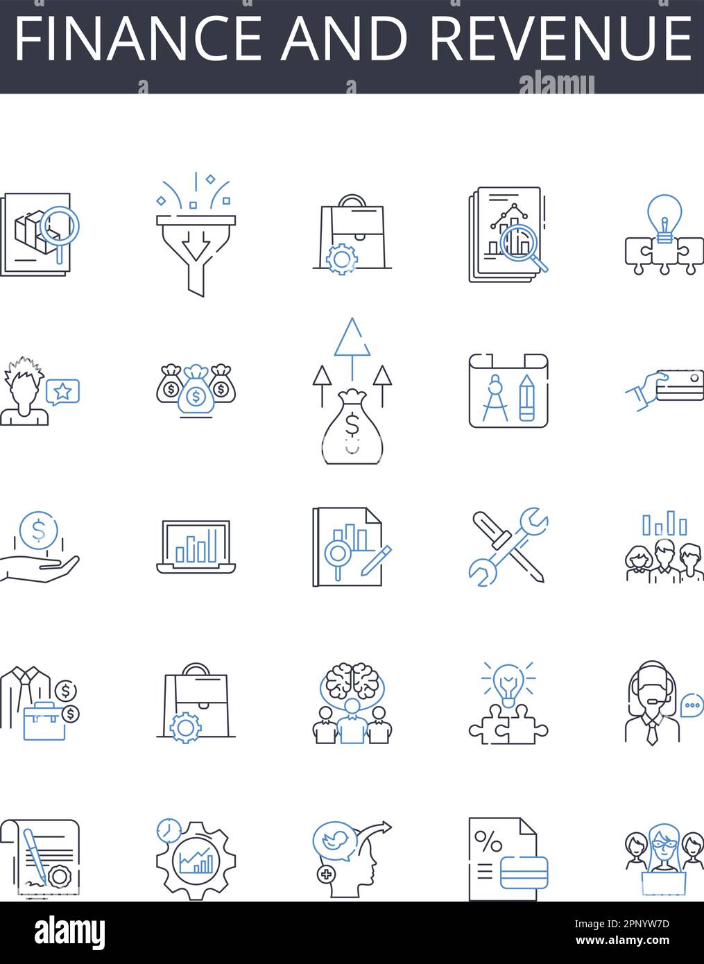 Finance and revenue line icons collection. Accountability, Goals ...