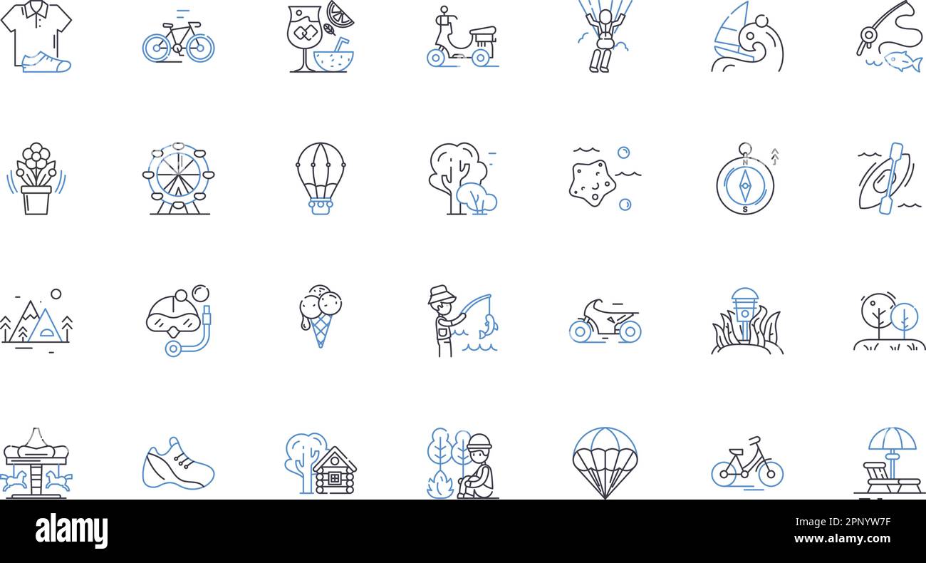 Recess line icons collection. Playground, Fun, Break, Games, Friends ...