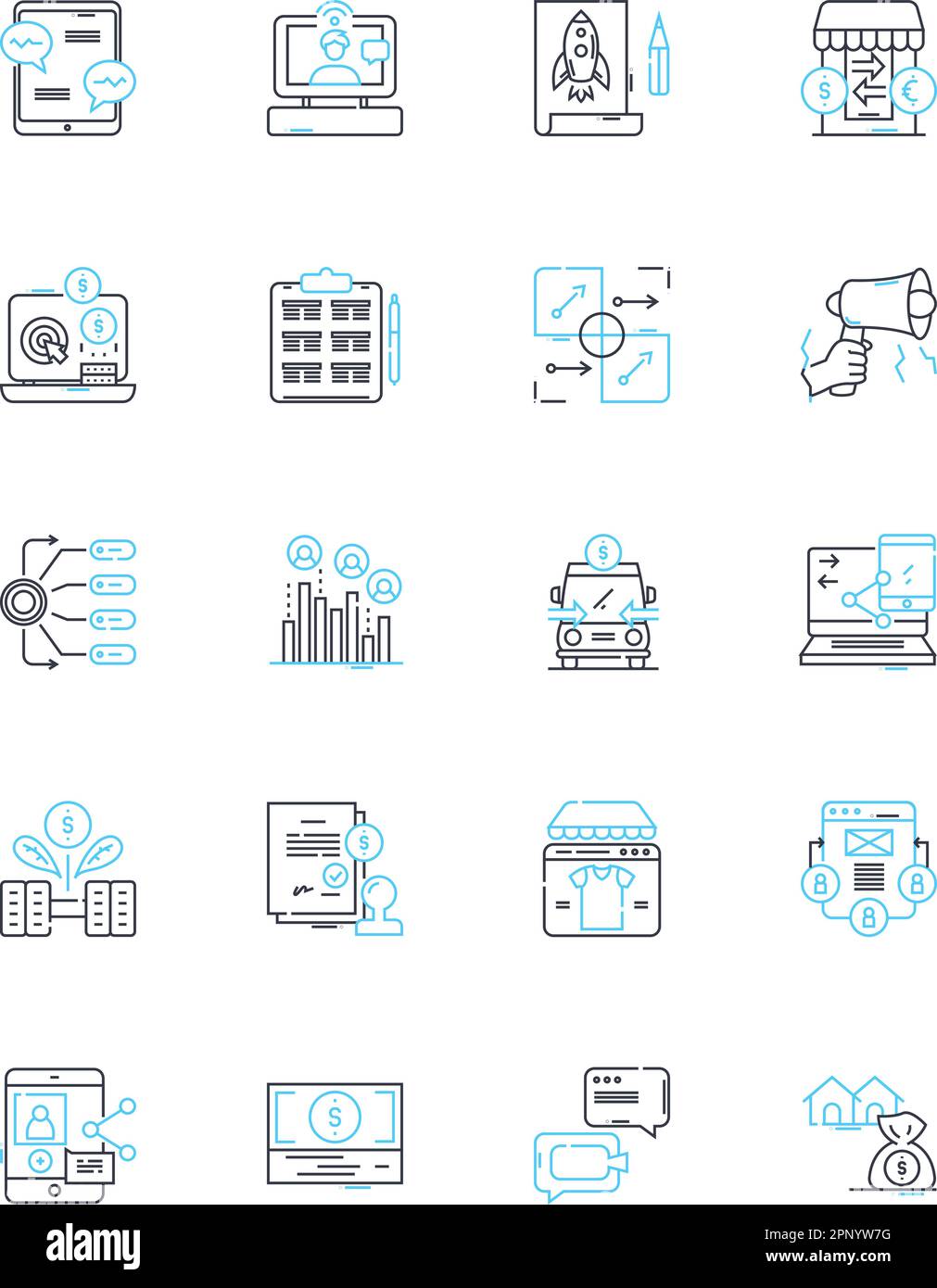 Digital promotion linear icons set. Advertising, Marketing, Promotion ...