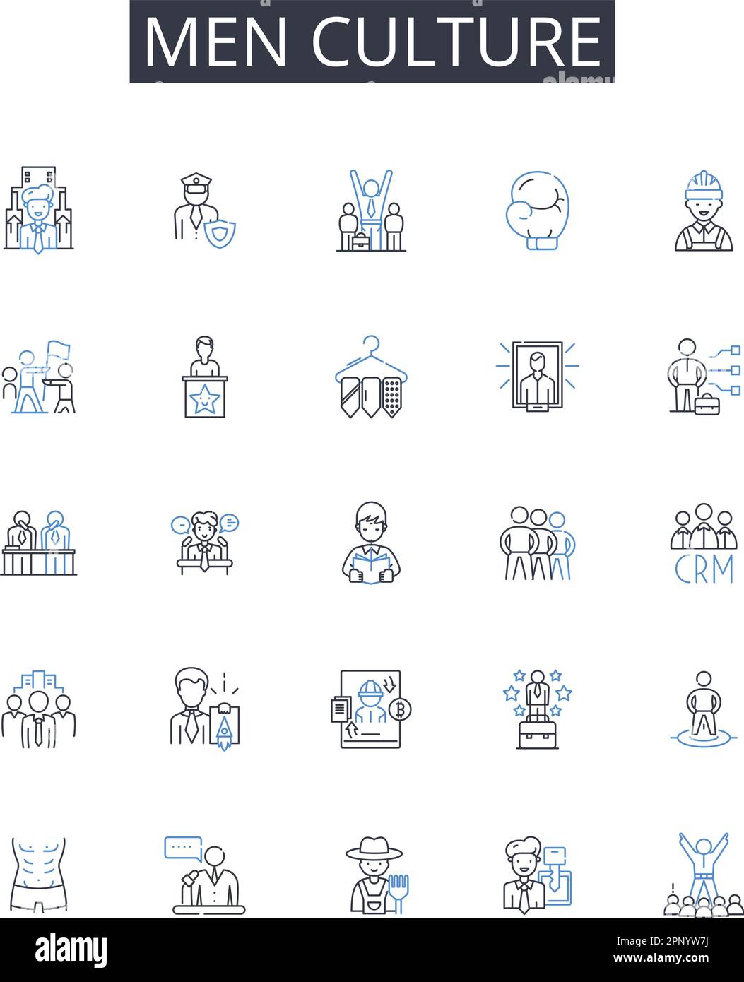 Men culture line icons collection. Women society, Children tradition ...