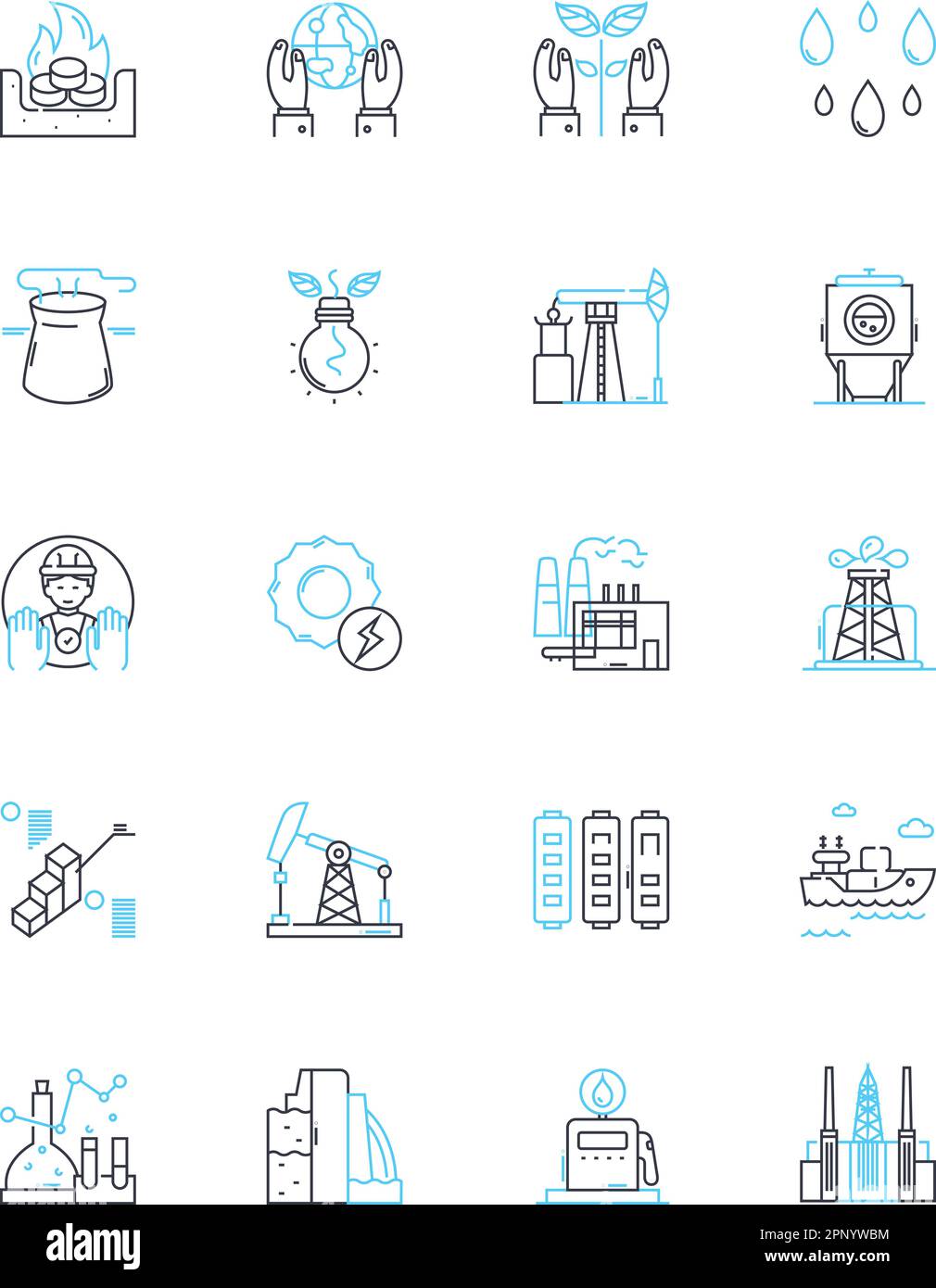 Efficient energy linear icons set. Sustainability, Conservation ...