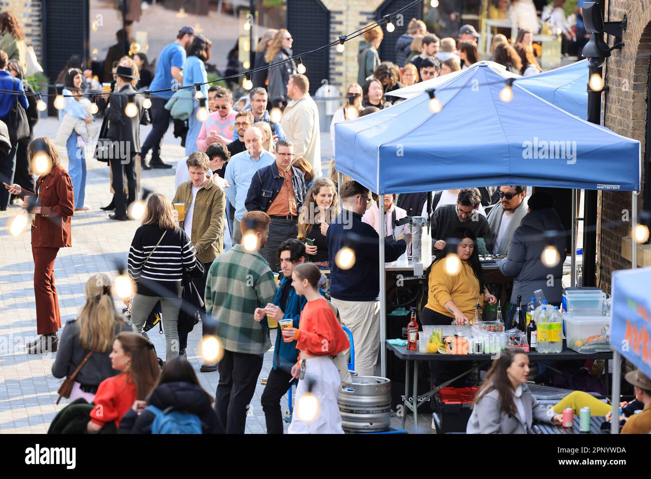 Drinks for sale on Lower Stable Street at Coal Drops Yard, Kings Cross ...