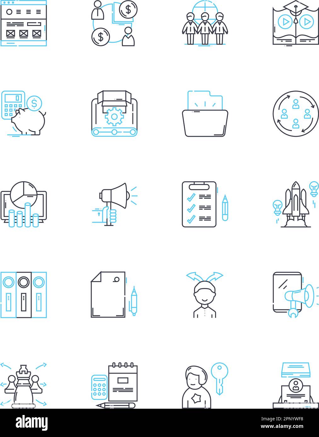 Team Leaders linear icons set. Motivational, Strategic, Decisive ...