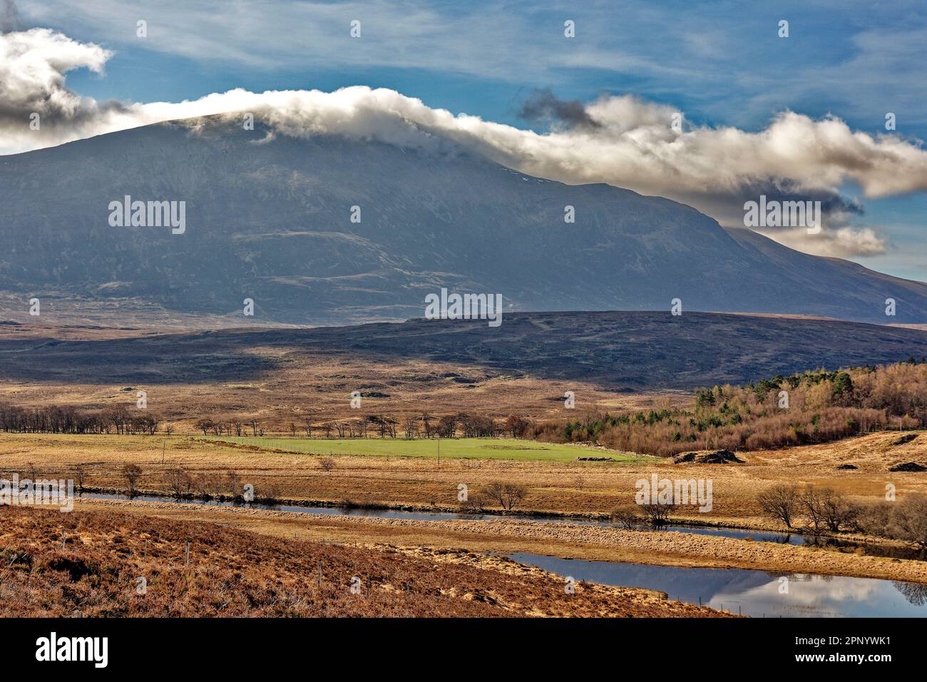 Altnaharra Sutherland Scotland looking over the River Mudale to the ...