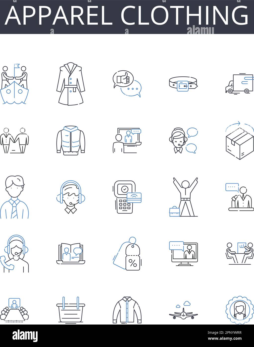 Apparel clothing line icons collection. Integrity, Empathy ...