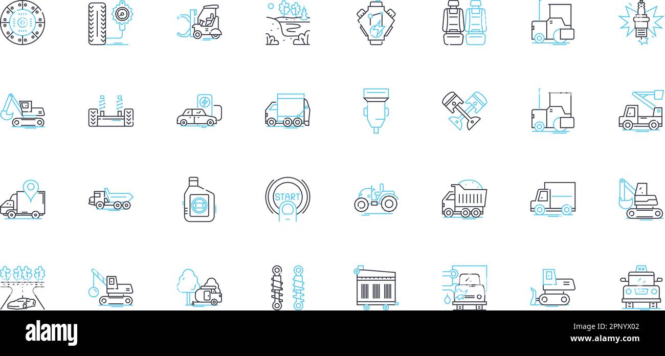 Auto repair industry linear icons set. Diagnosis, Maintenance, Engine ...