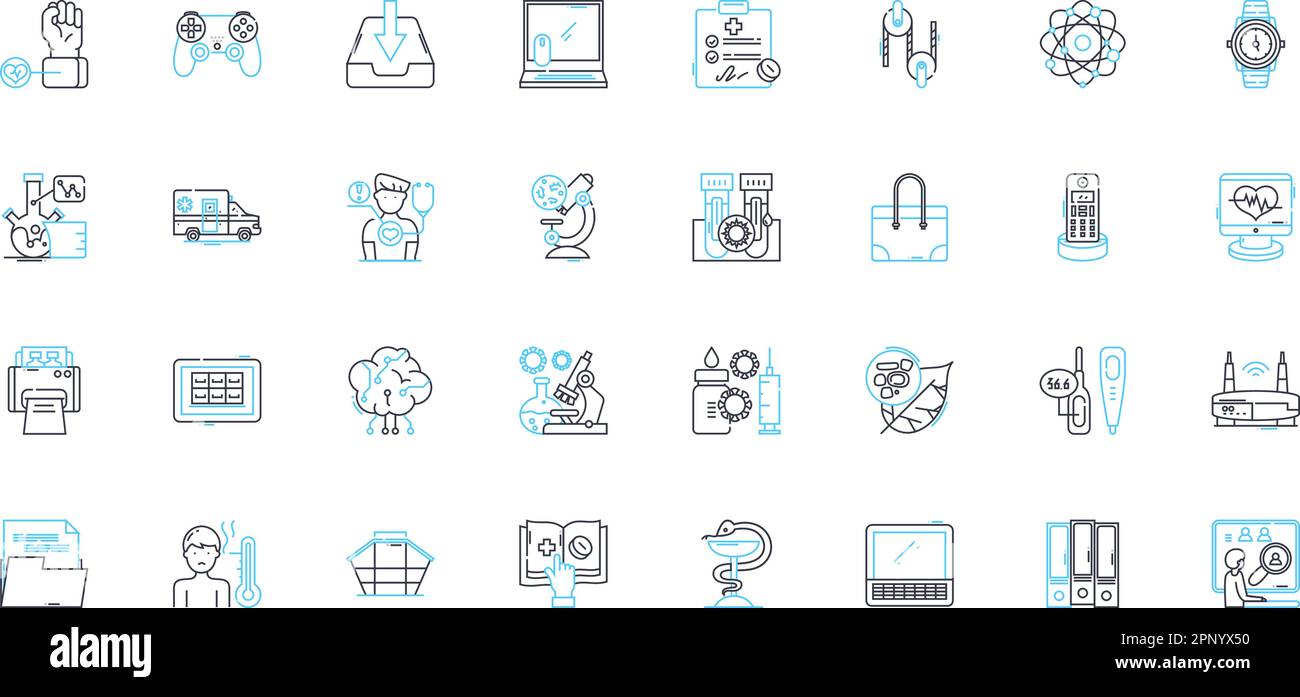 Pharmacology linear icons set. Medications, Drugs, Pharmacokinetics ...