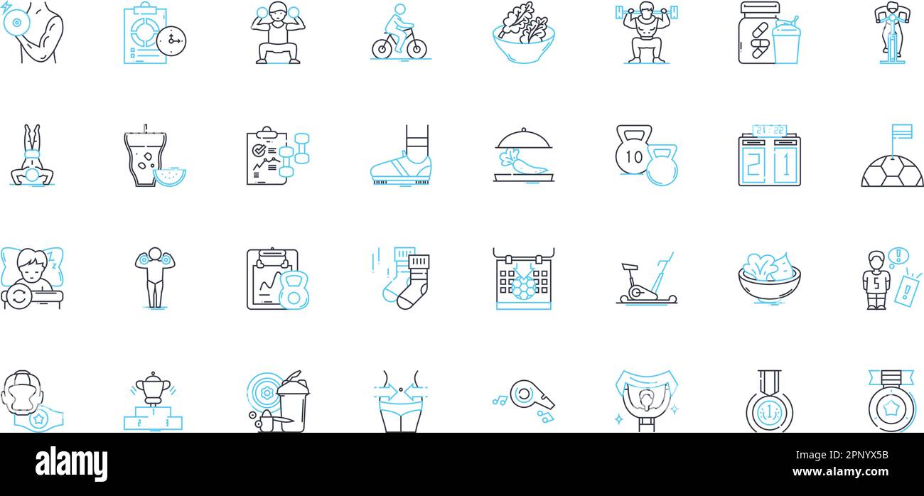 Rugby linear icons set. Tackle, Scrum, Ruck, Maul, Try, Conversion, Touchline line vector and ...