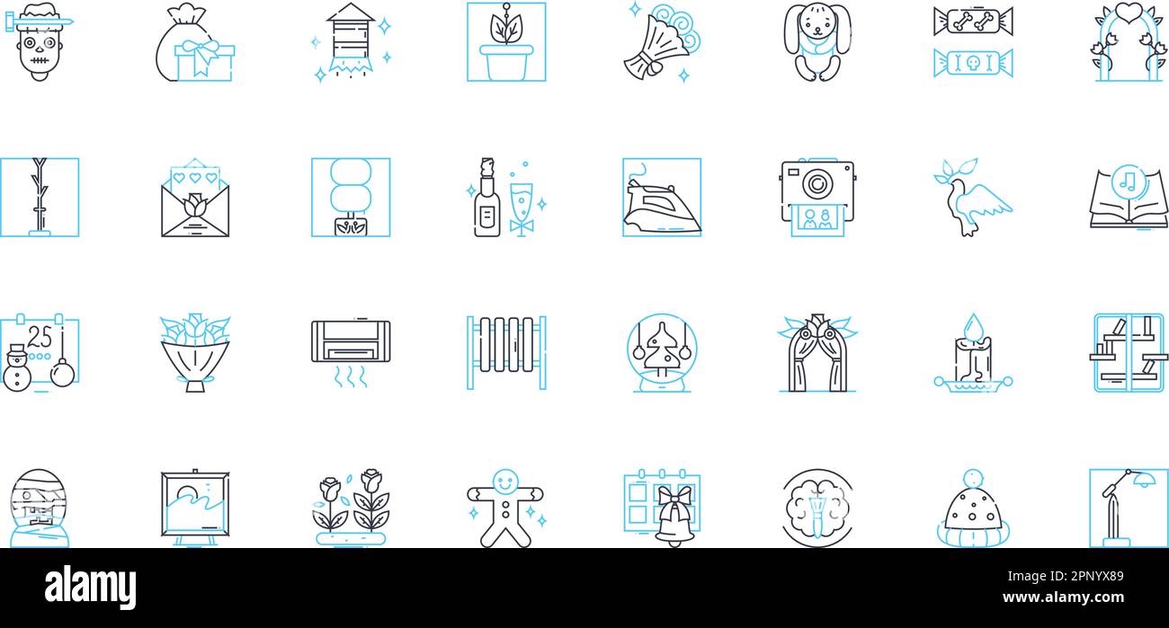 Visual details linear icons set. Textures, Colors, Patterns, Symmetry ...