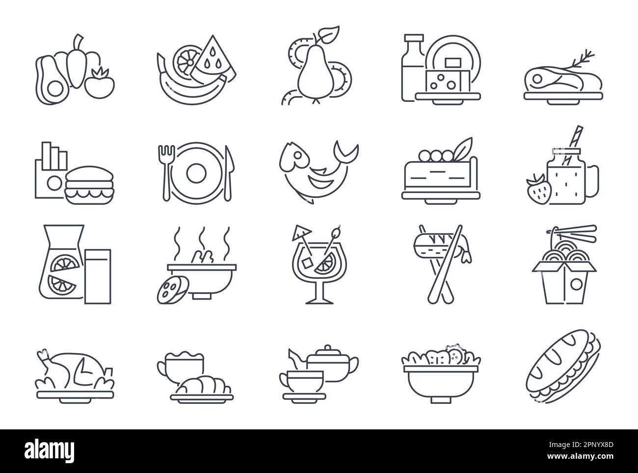 Food beverage linear icons Stock Vector Images - Alamy