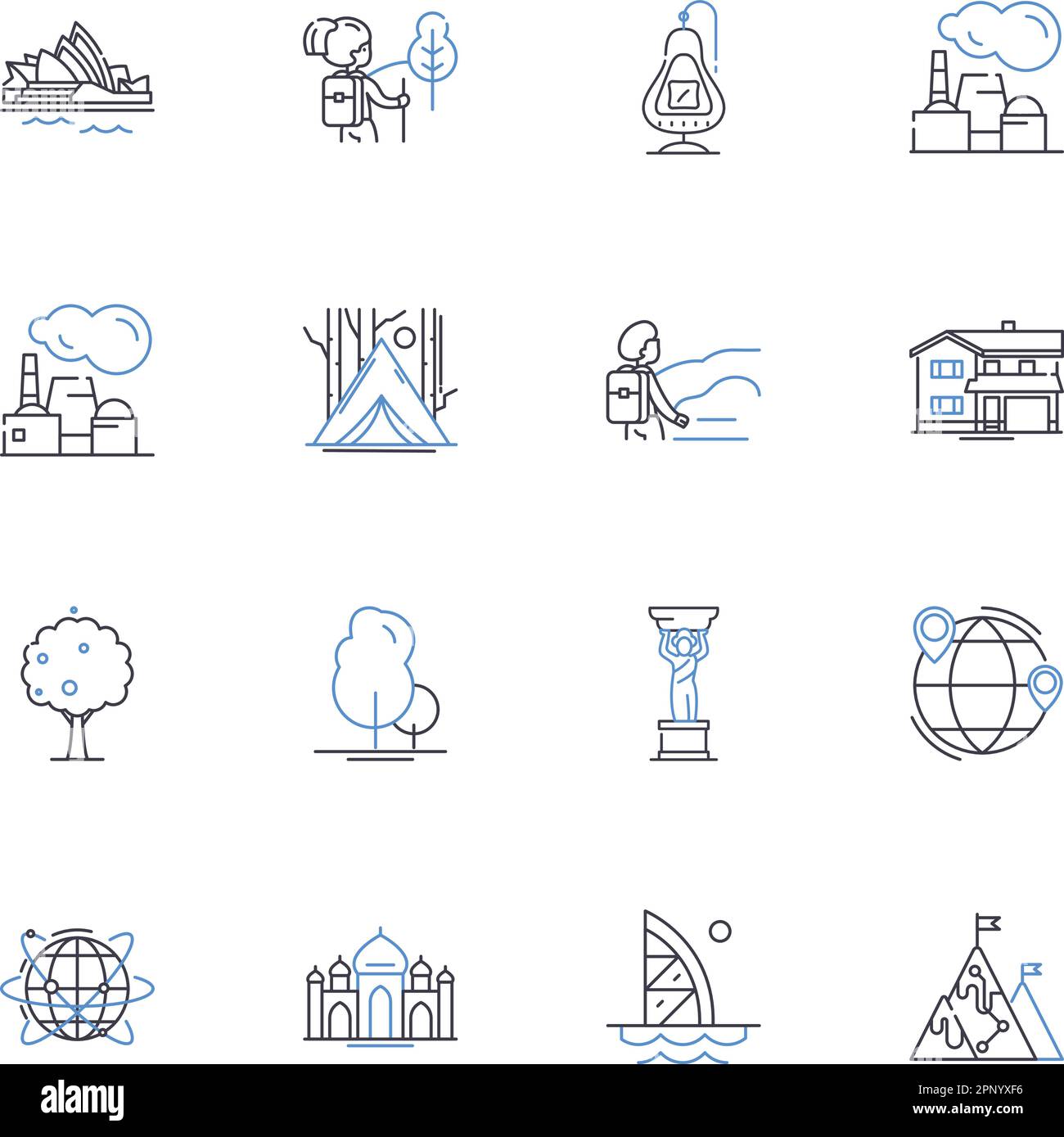 Architecture And Design Line Icons Collection Aesthetics Blueprint Composition Concept