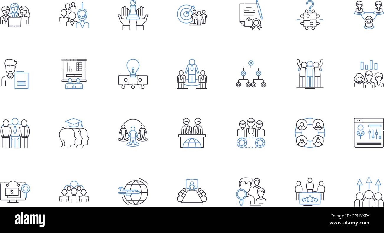 Negotiation and compromise line icons collection. Collaboration ...