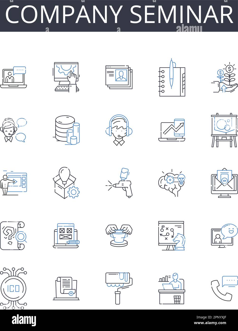 Company seminar line icons collection. Business conference, Corporate ...