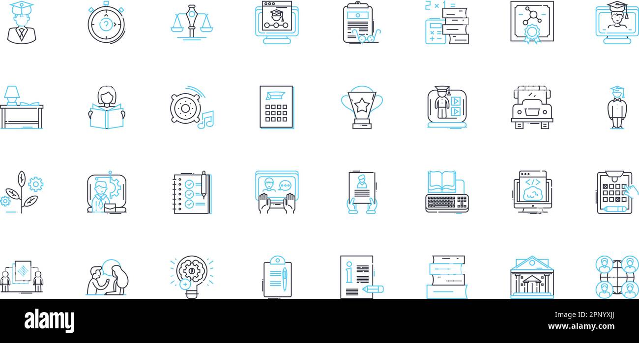Knowledgeable institution linear icons set. Learning, Education ...