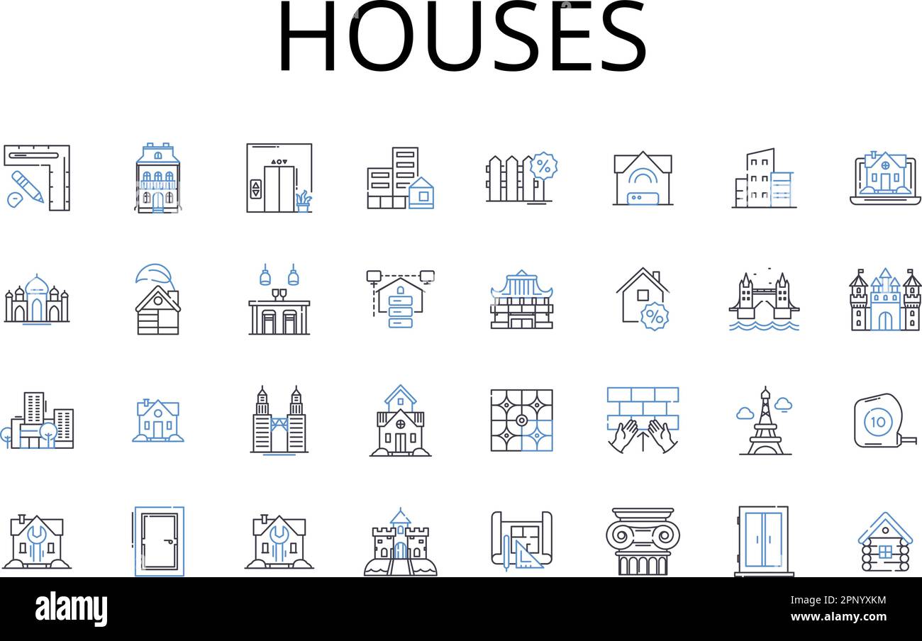 Houses line icons collection. Residences, Dwellings, Abodes, Homesteads ...